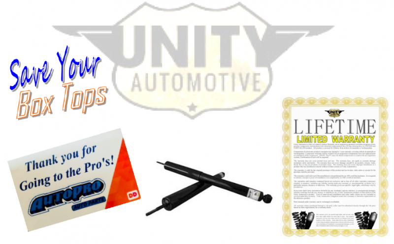 Unity Shocks and Struts $5.00 Dunkin Box Top Promotion – Auto Pro Auto ...
